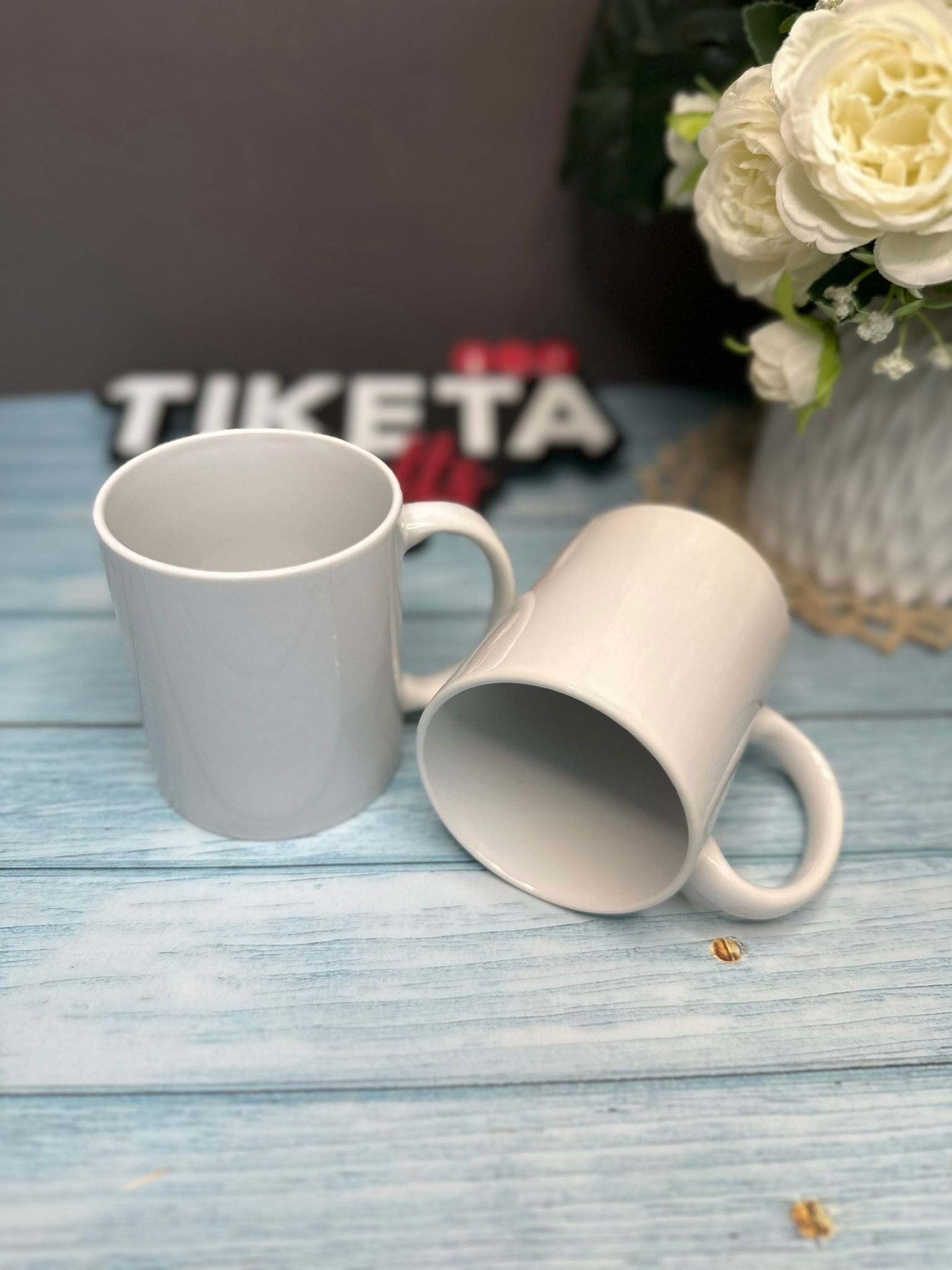 ספל קרמיקה לבן TIKETA